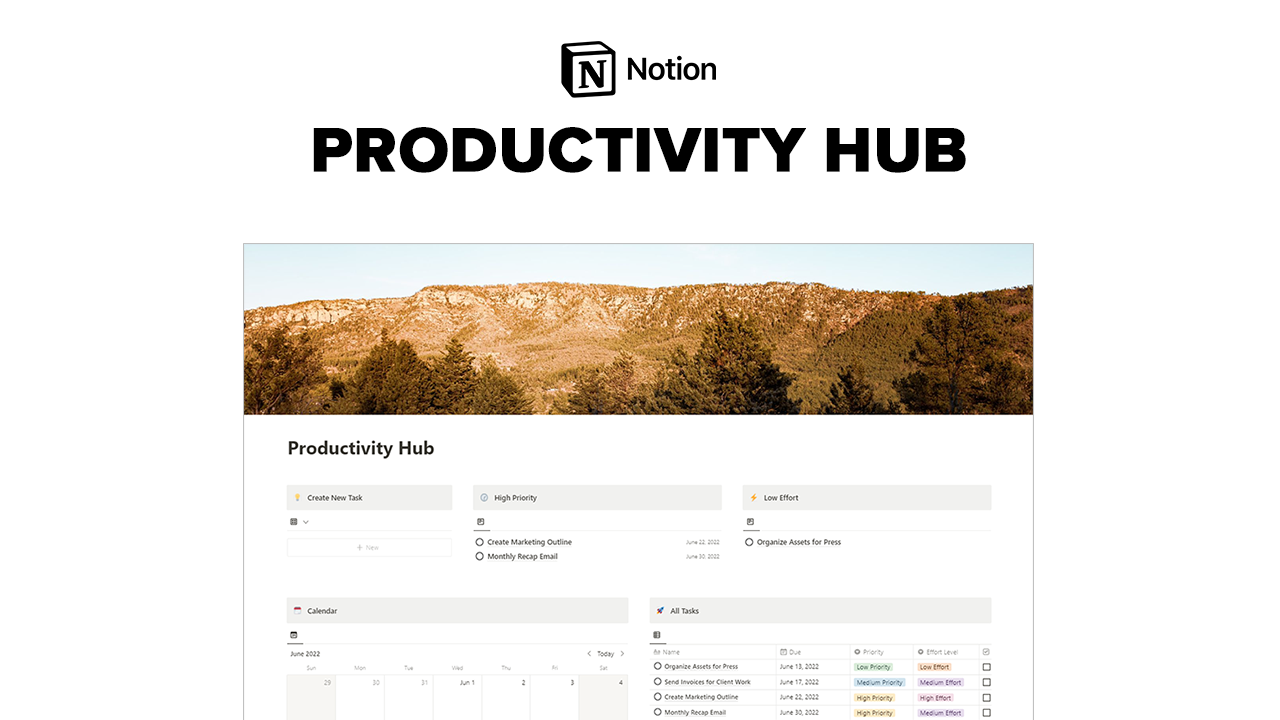Productivity Hub - Notionland Template Gallery